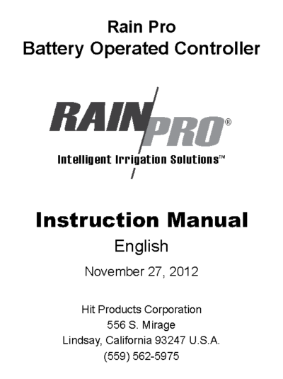 Instruction Manuals – Hit Products Corp